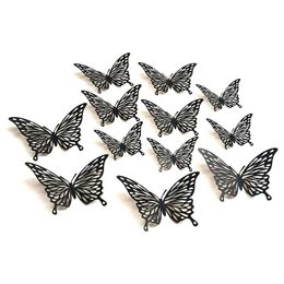 HIBNOPN Wandsticker 3D Schmetterlinge Wandtattoo DIY Set Wasserdicht(Schwarz)36 Stück (36 St)