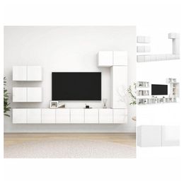 vidaXL Kleiderschrank 8-tlg TV-Schrank-Set Hochglanz-Weiß Spanplatte