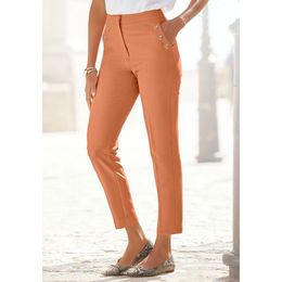 Lascana Bügelfaltenhose peach Gr. 34 für Damen. Mit Zierknöpfe. Figurbetont