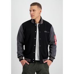 Sweater Alpha Industries "ALPHA Men - Varsity Jackets Sweat Jacket ML" Gr. L, schwarz (black) Herren Sweatshirts