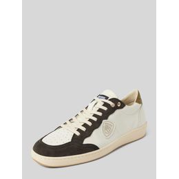 Blauer Ledersneaker mit Label-Patch Modell 'MURRAY'