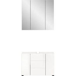 Welltime Badmöbel-Set, (2-St), Bad Set, Bad Möbel, best. aus Waschbeckenunterschrank & Spiegelschrank, weiß