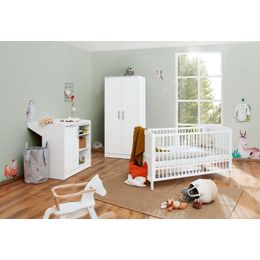 Pinolino® Babyzimmer-Komplettset Viktoria, (Set, 3-St., Kinderbett, Schrank 2-türig, Wickelkommode), zum Juniorzimmmer umbaubar