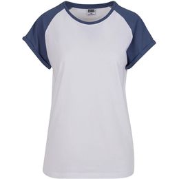 Urban Classics Ladies Contrast Raglan Tee T-Shirt weiß blau in L