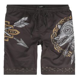 Black Premium by EMP Swim Shorts With Arrow and Wolf Print Badeshort schwarz in L