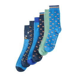 Tom Tailor Unisex 6-er Set Socken, blau, mehrfarbiges Muster, Gr. 31-34
