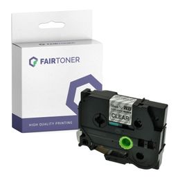 FairToner Kompatibel für Brother P-Touch 2730 VP (TZE-S141) Schriftband 18mm/8m Schwarz auf Transparent