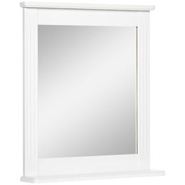 kleankin Badspiegel mit Ablage Badezimmerspiegel Wandspiegel Modernes Design platzsparend Weiß 55 x 12 x 64 c