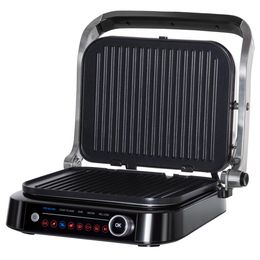 HOMCOM Elektrogrill Kontaktgrill 95° aufklappbar 2100 W 8 Modi Silber+Schwarz