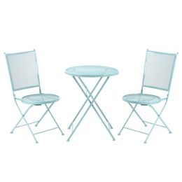 Outsunny Garten Sitzgruppe 3-teiliges Bistro-Set Garnitur 1 Tisch+2 faltbare Stühle für Terrasse Balkon Metal