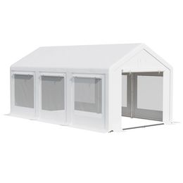 Outsunny Pavillon 6 x 3 m Partyzelt mit abnehmbaren Seitenwänden Garten Festzelt Gartenpavillon Türe