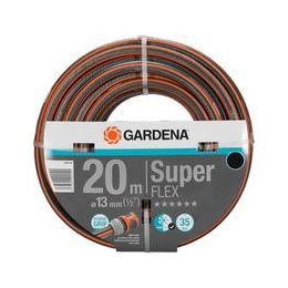 Gardena Premium SuperFLEX Schlauch 13mm (1/2") grau/orange, 20 Meter Schlauchlänge: 20 Meter Durchmesser: 13 mm Wagen/-Halter: Ohne Verwendungszweck: Zum Bewässern von mittelgroßen Gärten