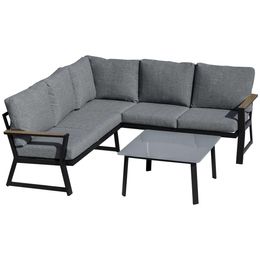 Outsunny 3-teiliges Gartenmöbel-Set mit Beistelltisch Balkonmöbel Set Sofa mit Kissen L-Form Outdoor