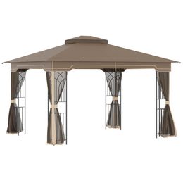 Outsunny Pavillon Gartenpavillon 3,65 x 3 m Gartenzelt Festzelt Partyzelt mit 4 x Moskitonetz atmung