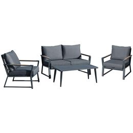 Outsunny 4-tlg. Gartenmöbel-Set Polyrattan Gartengarnitur Gartenset Sitzgruppe Doppelsofa 2 Einzelsofas mit C