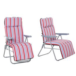 Outsunny 2er-Set Liegestuhl Set mit Kissen klappbar Sonnenliege 5 Stufen verstellbarer Rückenlehne Gartenlieg