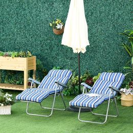 Outsunny 2er-Set Liegestuhl Set mit Kissen klappbar Sonnenliege 5 Stufen verstellbarer Rückenlehne Gartenlieg