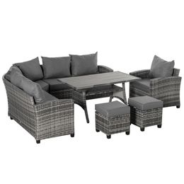 Outsunny 7-tlg. Luxus Polyrattan Gartenmöbel Set Gartengarnitur Garten-Set Sitzgruppe Loungeset Loun