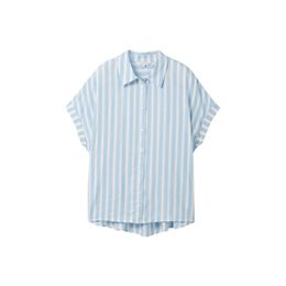 Tom Tailor Damen Gestreiftes Kurzarmhemd, blau, Streifenmuster, Gr. 36