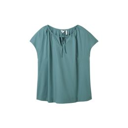 Tom Tailor Damen Plus - Leichte Bluse mit Lyocell, grün, Uni, Gr. 50