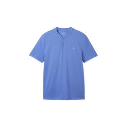 Tom Tailor Denim Herren Basic Poloshirt mit Bomberkragen, blau, Uni, Gr. L