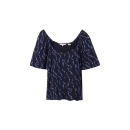 Tom Tailor Denim Damen Bluse mit Livaeco, blau, Allover Print, Gr. XL