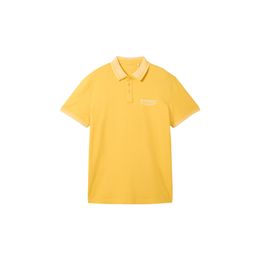 Tom Tailor Herren Poloshirt mit Logo Print, gelb, Uni, Gr. XL