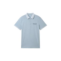 Tom Tailor Herren Poloshirt mit Logo Print, blau, Uni, Gr. XXL