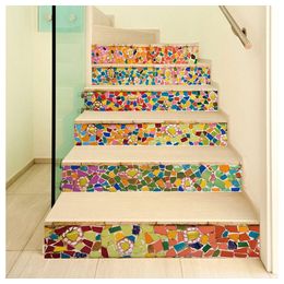 FIDDY Aufkleber Kreativer Treppenaufkleber mit Mosaikfarbenfliesen