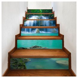 FIDDY Aufkleber Blauer landschaftswasserfall-natürlicher treppenaufkleber