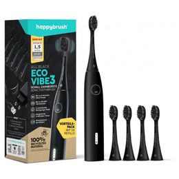 happybrush Zahnbürste ECO VIBE 3 Starterkit + 4 Refills Schallzahnbürste schwarz