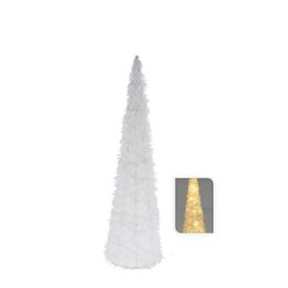 Spetebo Weihnachtspyramide LED Pyramide in weiß mit Schnee