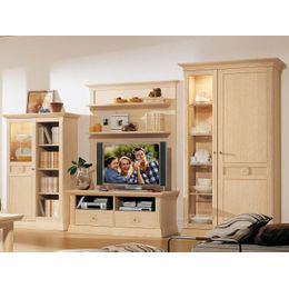 Casamia Schranksystem Wohnwand Wohnzimmer Schrank Vienna 4-teilig B375 x H210cm Pinie massiv