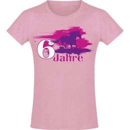 Baddery Print-Shirt Geburtstagsgeschenk für Mädchen : Geburtstagspferd 6 Jahre