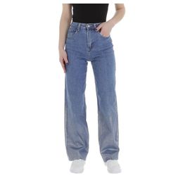 Ital-Design Weite Jeans Damen Freizeit (85989837) Used-Look Stretch High Waist Jeans in Blau