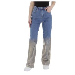 Ital-Design Weite Jeans Damen Freizeit (85989841) Used-Look Stretch High Waist Jeans in Blau
