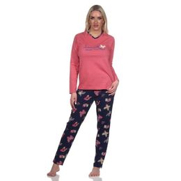 Normann Pyjama Damen langarm Schlafanzug mit Schmetterlingsmotiv