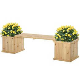 Outsunny Gartenbank mit 2 Pflanzkasten Holz Sitzbank mit Blumenkasten Garten Holzbank Parkbank Natur