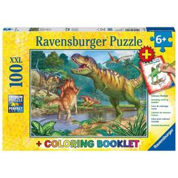 RAVENSBURGER VERLAG Ravensburger Kinderpuzzle - 13695 Welt der Dinosaurier - Dino-Puzzle für Kinder ab 6 Jahren, mit 100 Teilen im XXL-Format, inklusive Malheft