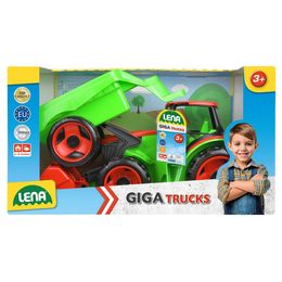 LENA GIGA TRUCKS Traktor mit Frontlader & Anhänger, hellgrün/rot, Schaukarton