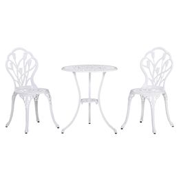 Outsunny Sitzgruppe 3-teilige Essgruppe Gartenmöbel-Set 1 Tisch+2 Stühle mit Schirmloch Terrasse Al