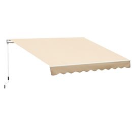 Outsunny Outdoor manuelle Gelenkarmmarkise Markise 4m mit Handkurbel Alu Weiß+Beige