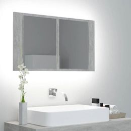 LED-Bad-Spiegelschrank, Badschrank mit Spiegel, Badezimmerschrank Betongrau 80x12x45 cm Acryl KLI24266 MAISONCHIC