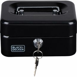 Black & Decker Black+decker Spardose mit Schlüssel - Herausnehmbare Schublade mit 6 Fächern - Inkl. 2 Schlüsseln - 20 x 16 x 9 cm - Metall - Schwarz