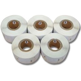 Set 5x Etiketten-Rolle 12mm x 24mm (1000 Etiketten) kompatibel mit Dymo LabelWriter 450 Duo, 400 Twin-Turbo, 450 Etiketten-Drucker - vhbw