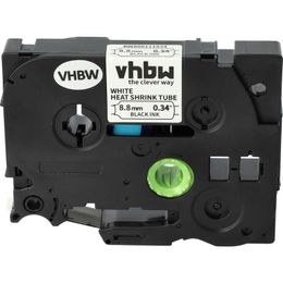 vhbw - Schriftband-Kassette kompatibel mit Brother P-Touch E550WVP, PT-H300 Etiketten-Drucker Schwarz auf Weiß, Schrumpfschlauch-Kassette, 8,8 mm