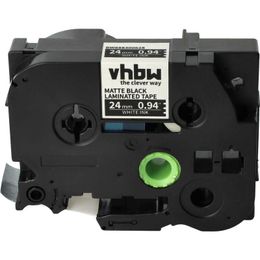 vhbw - Schriftband-Kassette kompatibel mit Brother pt h 500 Li, p 700, rl 700 s Etiketten-Drucker 24mm Weiß auf Matt-Schwarz