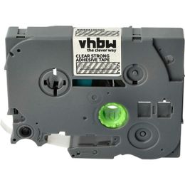 vhbw Schriftband-Kassette kompatibel mit Brother PT 2450, 2420PC, 2430PC, 2450CC, 2430PC Etiketten-Drucker 6mm Weiß auf Transparent Extra Stark