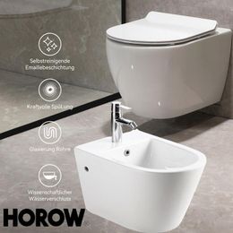 Keramik Hänge Spülrandloses wc Wand Bidet SoftClose Sitz Drehspülung Toilette
