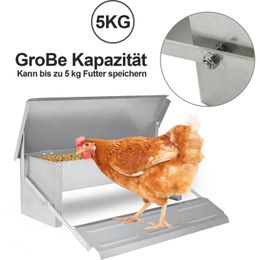 Futterautomat Hühner 5kg Automatischer Futtertröge - Hühner Futterspender aus Verzinkter Stahl für Geflügel, wasserdicht und rattensicher - Swanew